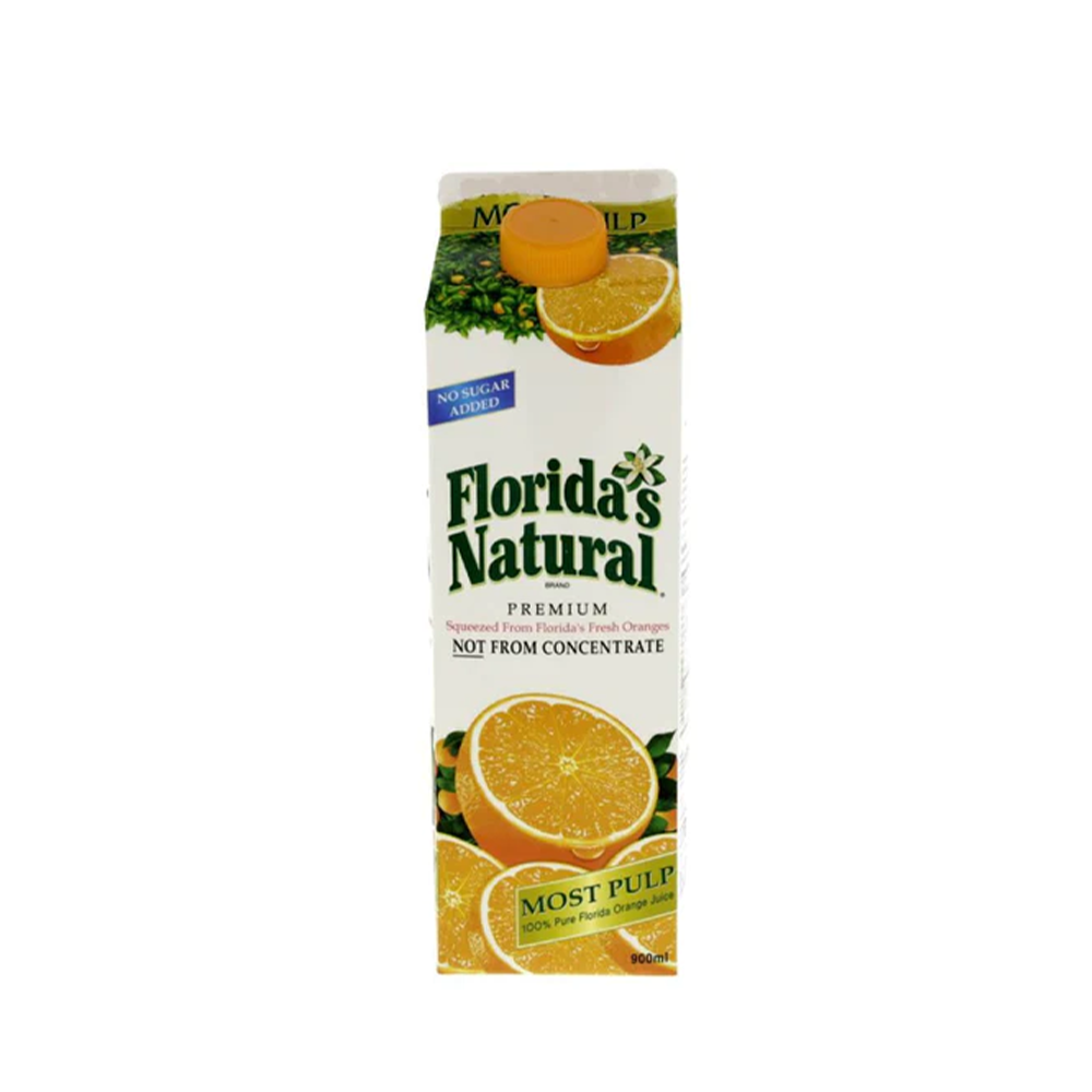 Floridas Natural Pure Orange Juice Most Pulp, 900ml - Alzain trading