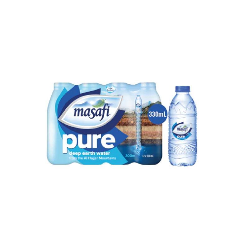 Masafi Pure Bottled Drinking Water, 330ml, 12pcs/pack - Alzain trading